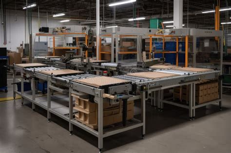 Robotic Assembly Line With Conveyor Belt System Moving Parts And Supplies Stock Illustration