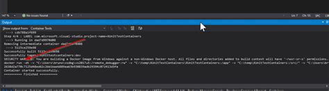 vs 2019 on windows debugging a unit test running in a linux container