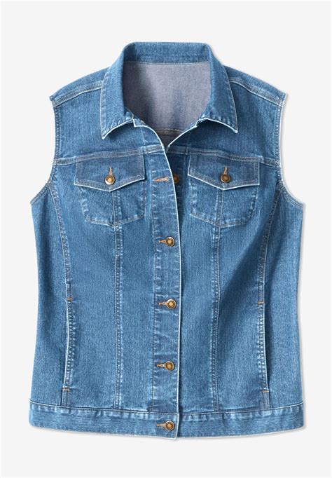 Stretch Denim Vest For Plus Size Women Light Stonewash Woman Within