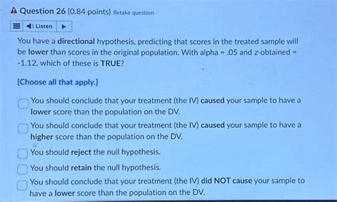 Solved You Have A Directional Hypothesis Predicting That
