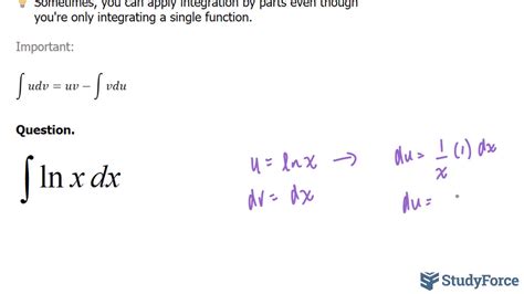 Integration By Parts On A Single Function ∫lnxdx Youtube