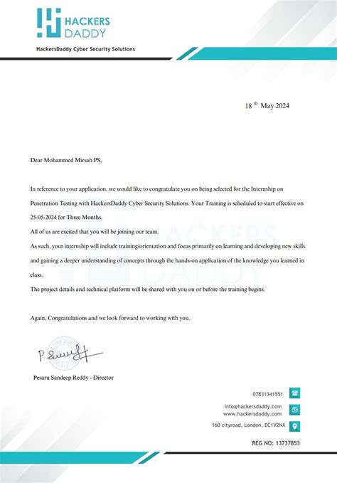 Mohammed Mirsah Ps On Linkedin Internship Cybersecurity