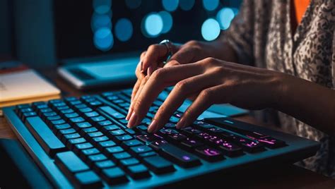 Hands Of Anonymous Person Typing On Laptop Keyboard At Night Close Up Cyber Security Concept