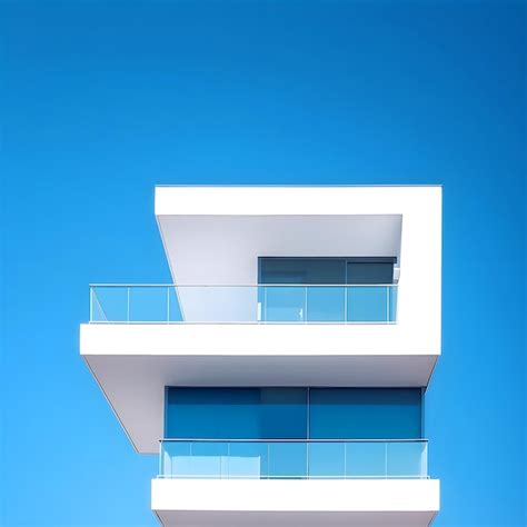 Premium Ai Image 3d Render Of Minimal Modern Architecture Building With Blue Sky