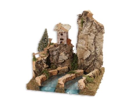 Source D Eau De Fleuve Componible Avec Maison Cm 18x16x15 Gamm Vert