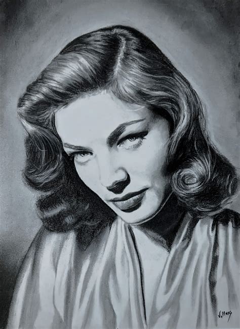 Lauren Bacall Drawing By Thierry Villers Artmajeur