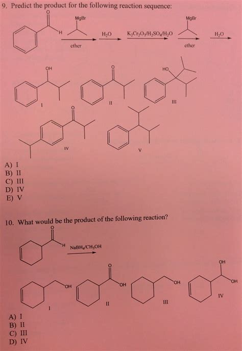 Solved Predict The Product For The Following Reaction