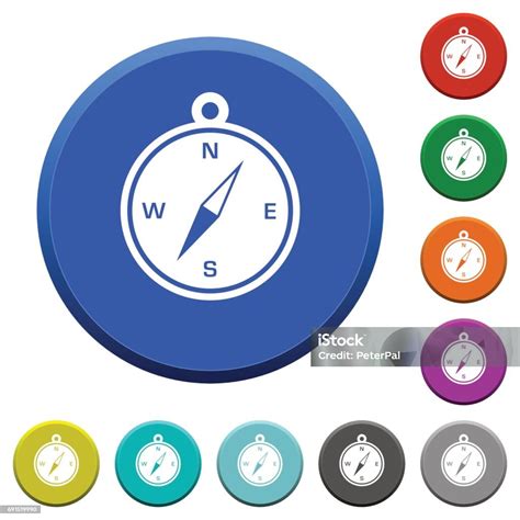 Compass Beveled Buttons Stock Illustration Download Image Now Adventure Bevel Blue Istock