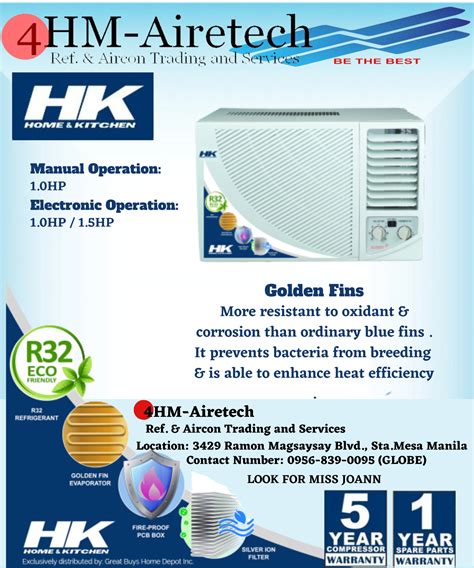 fourhm 1 5 hp hk 12wr f8md hk electronic operation window type aircon