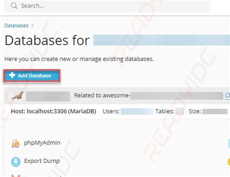 วิธีการสร้าง Database บน Plesk Readyidc Service 24 Hour Support