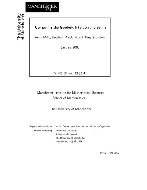 Pdf Computing The Geodesic Interpolating Spline