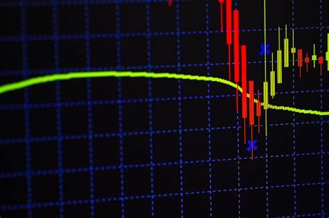 캔 들 스틱 그래프 차트 강세 또는 약 세 지점 증권 거래소 또는 증권 거래소 무역 투자 개념의 가격의 동향 추세를 위아래로