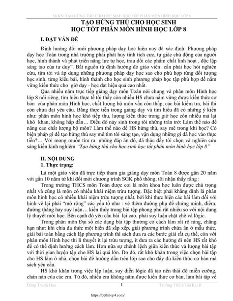 PPT Tạo hứng thú cho học sinh học tốt phân môn Hình học Lớp PowerPoint Presentation ID