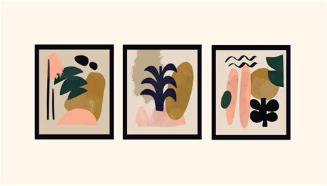 Earthtone Plant Shape Aesthetic Abstract Walldecor 11477637 Vector Art