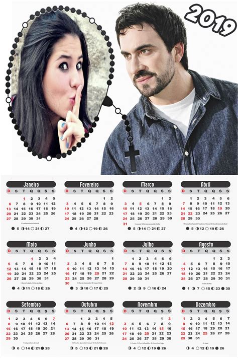 Montagem De Fotos Calendário Foto Moldura Calendário 2019 Padre