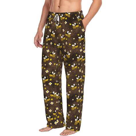 Balery Flying Furry Honey Bees Print Mens Pajama Pantsultra