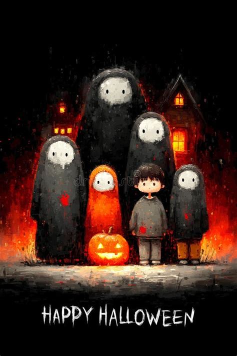 A Diverse Group Of Cartoon Characters In Spooky Costumes For Halloween