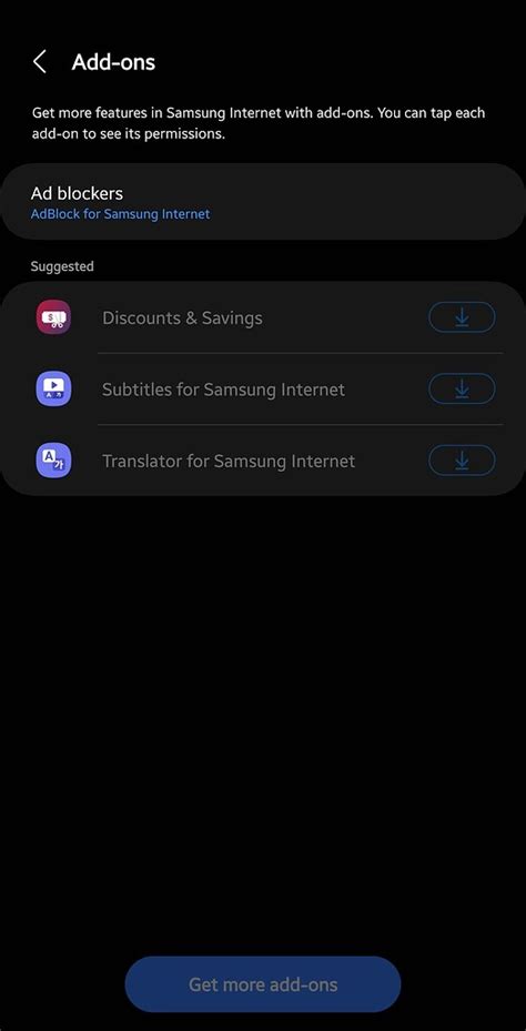 Get Add Ons Greyed Out Fix Samsung Internet Samsung Developer Forums