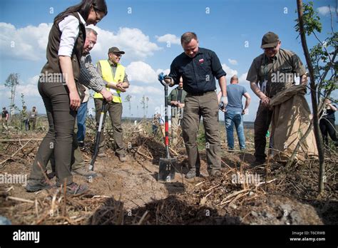 Andrzej Duda President Of Poland During The Planting Of The Destroyed Forest In Rytel Poland