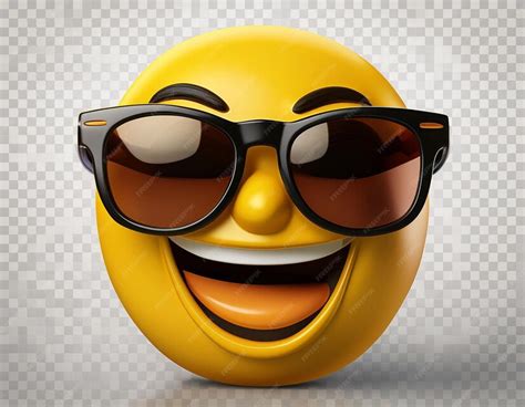 Cute Smiling Emoticon Wearing Black Sunglasses Emoji Vector