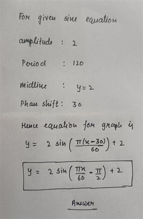 [solved] quick please thanks determine a sine equation for the graph