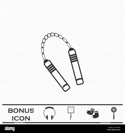 Icône Darme Nunchaku Plate Pictogramme Noir Sur Fond Blanc Symbole D