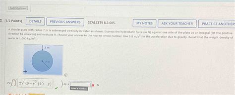Solved A Circular Plate With Radius 7m ﻿is Submerged