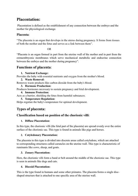 Solution Placenta Types And Functions Studypool