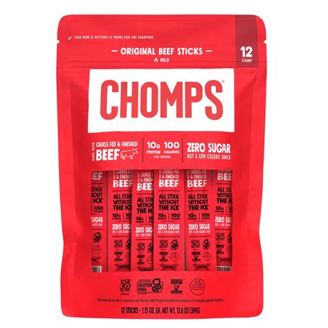 Chomps Original Beef Sticks Mild 12 Individually Wrapped Sticks Costco