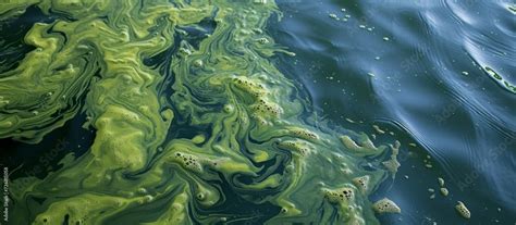 Algae Blooms On Water Surface Caused By Nutrient Rich Runoff From