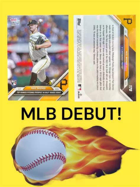PAUL SKENES RC 2024 TOPPS NOW Card 179 MLB DEBUT Carte Recrue EN