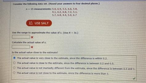 solved consider the following data set round your answers