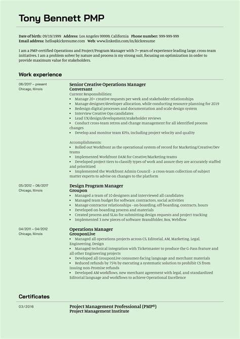 Marketing Operations Manager Resume Example Kickresume Keski