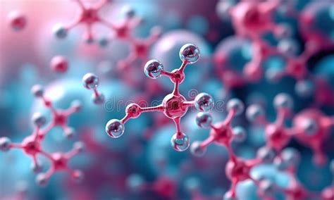 A Vibrant Abstract Representation Of Molecular Structures Rendered Stock Illustration