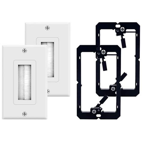 2 Pack Brush Wall Plate With Single Gang Low Voltage Mounting Bracket Cable Pass Through Insert