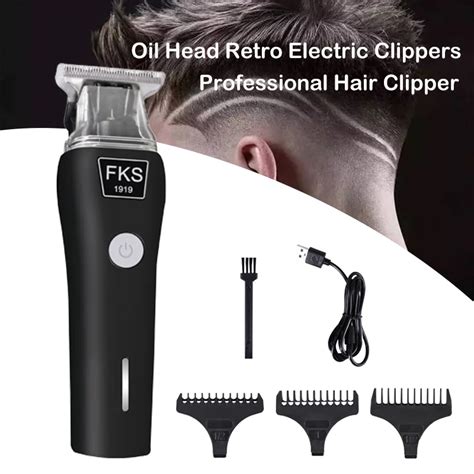 전문 헤어 클리퍼 오일 헤드 레트로 전기 클리퍼 조각 노치 트리머 그라디언트 모양 이발사 휴대용 헤어 클리퍼 Aliexpress