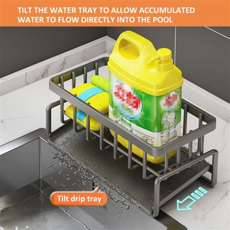 주방 싱크대 다기능 배수 랙 스폰지 걸레 보관 선반 그레이