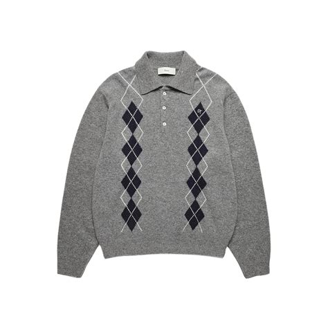 던스트 칼라드 아가일 스웨터 멜란지 그레이 Dunst Kream