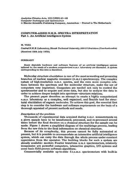 Pdf Computer Aided Nmr Spectra Interpretation Part 1 An