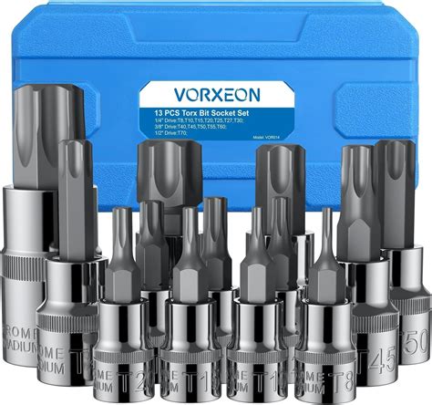 Gueenky 13 Pièces Douille Torx Male T8 T70 Embout Torx Douille