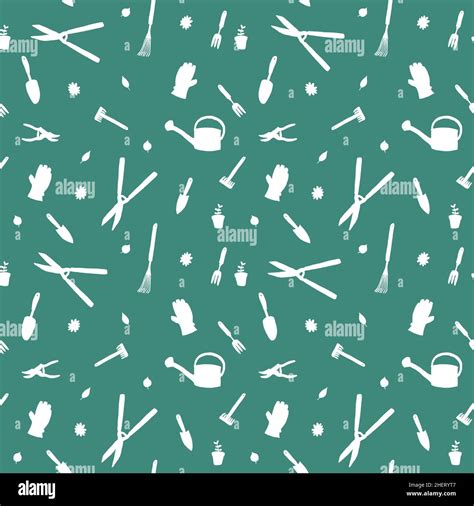 Gardening Seamless Pattern Garden Tools Vector Background Seamless Fashion Print Texture Stock