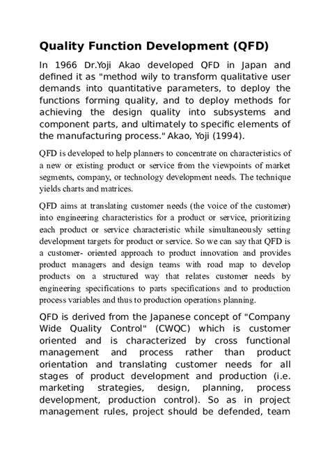 doc quality function deployment qfd