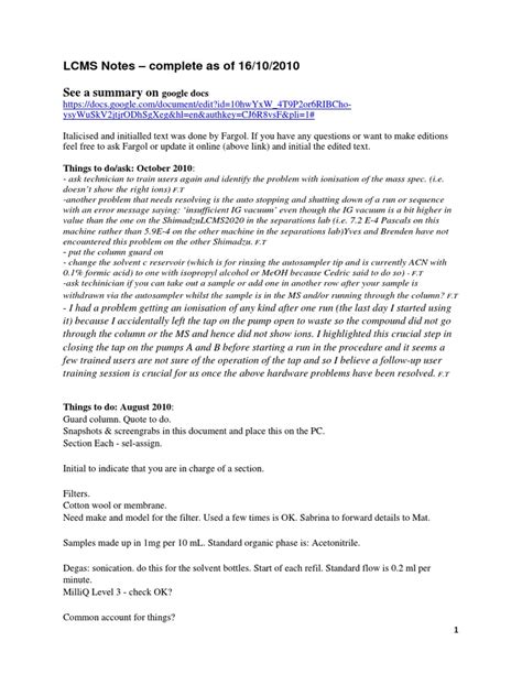 Lcms Notes Summary Pdf High Performance Liquid Chromatography