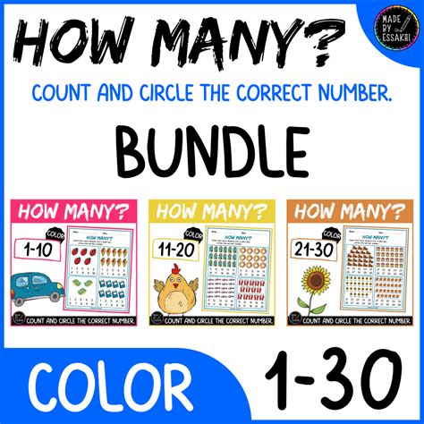 How Many Count And Circle The Correct Number Color Numbers Bundle Made By Teachers