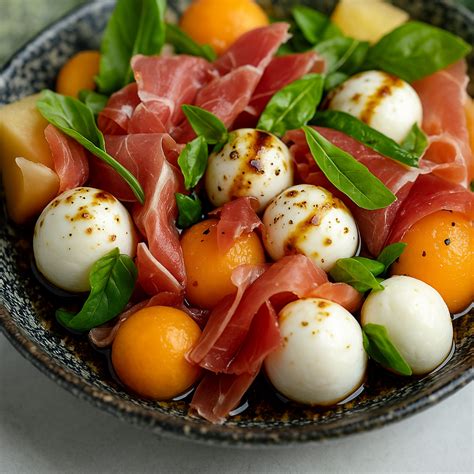 Melon Prosciutto Mozzarella And Basil Salad