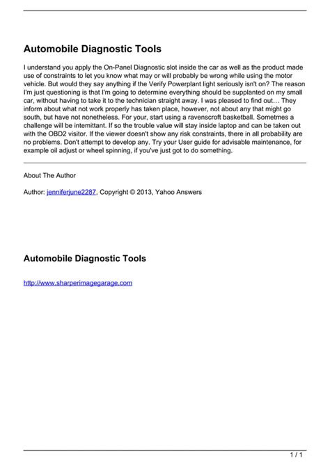 Automobile Diagnostic Tools Pdf