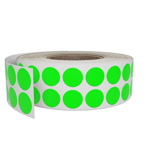 Colored Label Sticker Rolls On 1 Core Round Circle Label In Neon