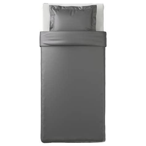 LUKTJASMIN duvet cover and pillowcase(s), dark gray, Twin - IKEA US