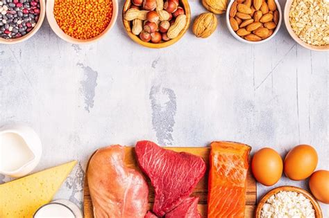 Fuentes De Proteínas Saludables Carne Pescado Productos Lácteos