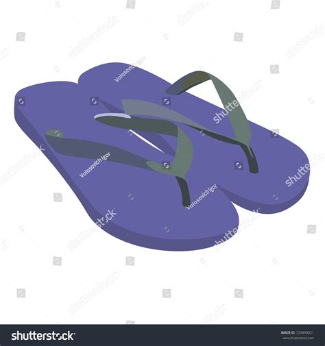 Flipflops Blue Realistic Vector Illustration Isolated Stock Vector